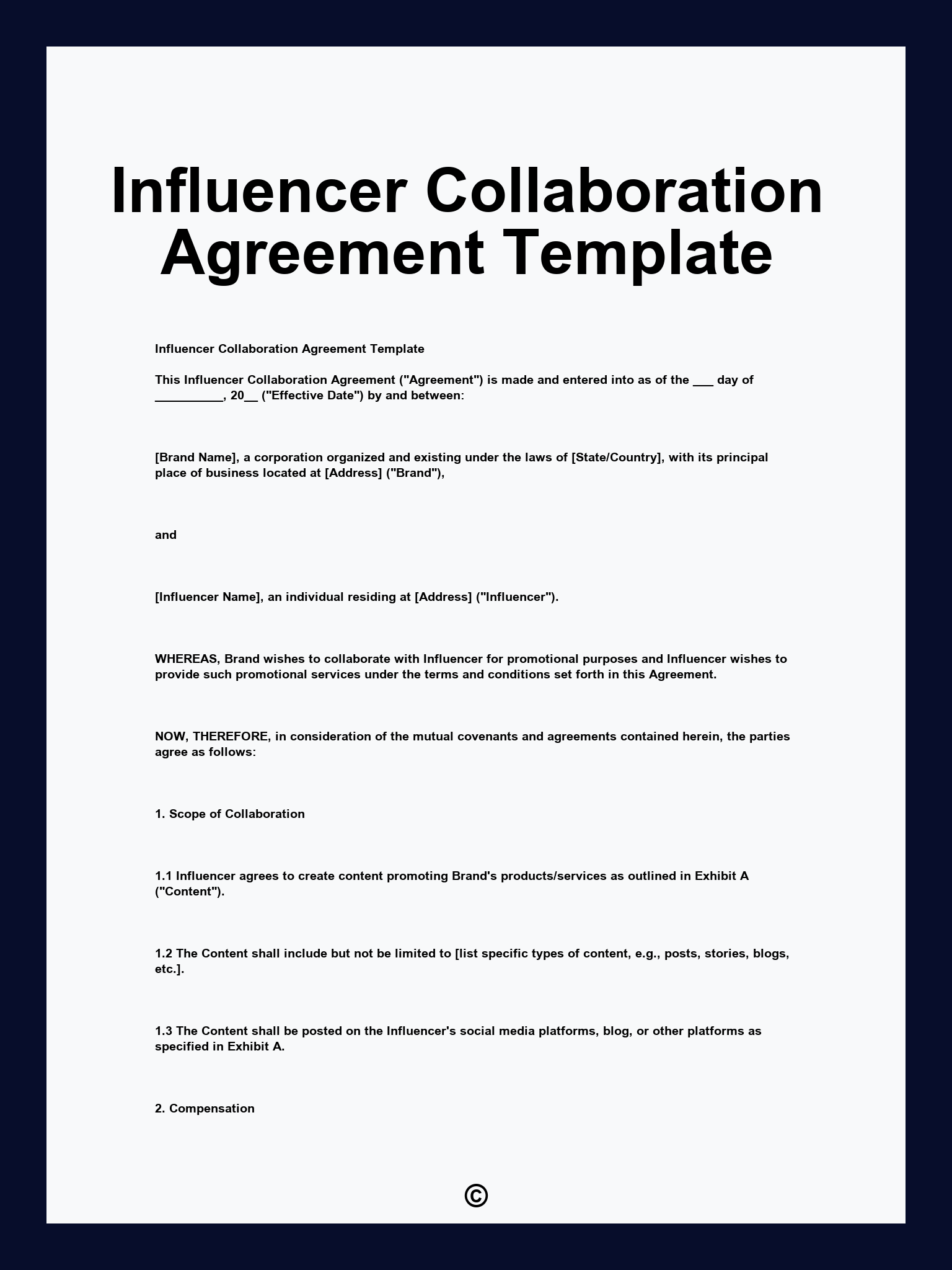 Influencer Collaboration Agreement Template